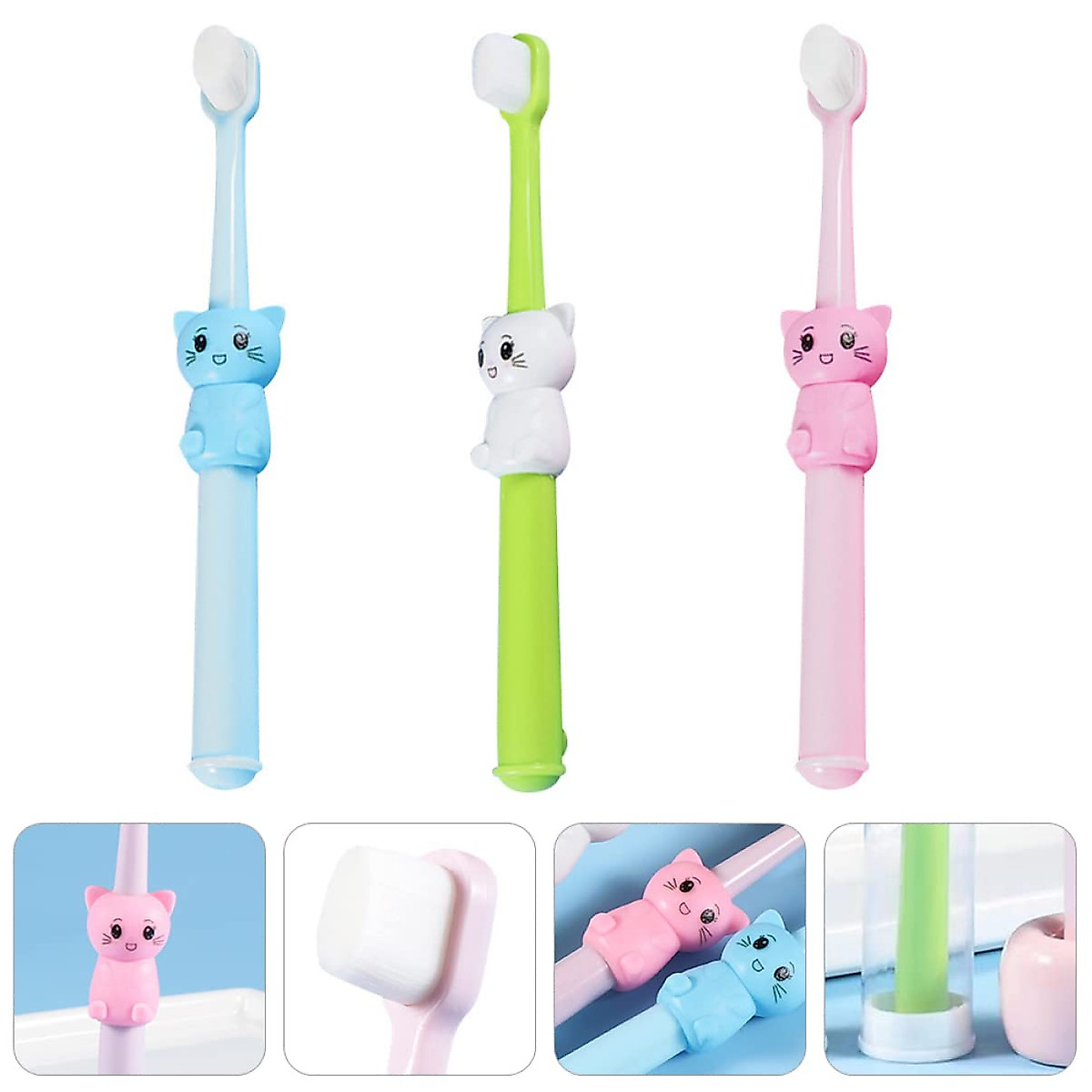 Healifty 3pcs Children's Soft Bristle Toothbrush Lovely Kids Toothbrush Child Toothbrush Kid Oral Care Toothbrush Manual Toothbrush Toothbrushes Teeth Cleaning Brush Aldult TPE Makeup Baby