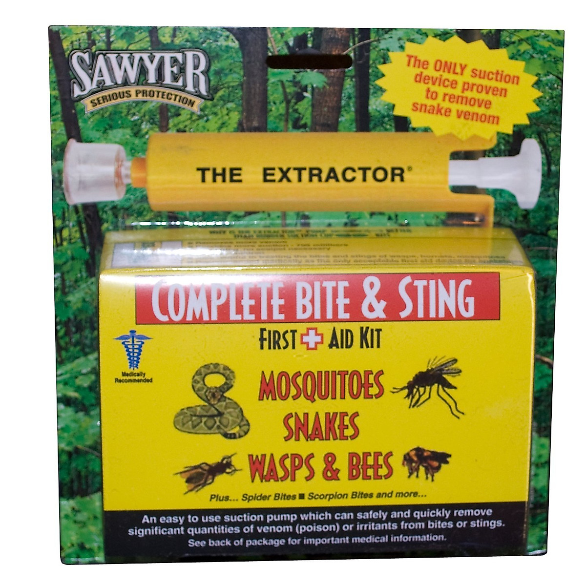 Sawyer Products Venom Extractor & Suction Pump Kit for Snake Bite, & Bee, Wasp, and Mosquito Stings, Yellow, One Size (B4)