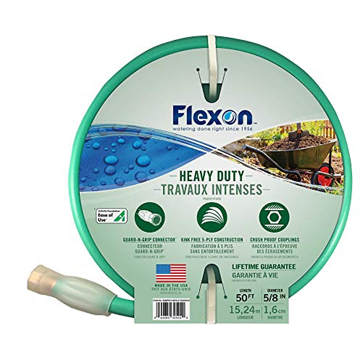 Flexon FXG5850 5/8-Inch x 50-Foot Heavy Duty 5-Ply Forever Garden Hose