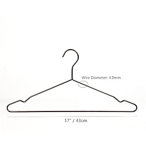 Better to U 17 Inch Metal Clothes Hanger, 4.0mm Heavy Duty Shirt Blouse Hanger for Coat Suit Bridal Boutique, Space Saving Slim Wire Hanger for Camisole Trousers Wedding Dress（Gold 36pack）