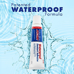 Secure Waterproof Denture Adhesive - Zinc Free - Extra Strong Hold For Upper, Lower or Partials - 1.4 oz