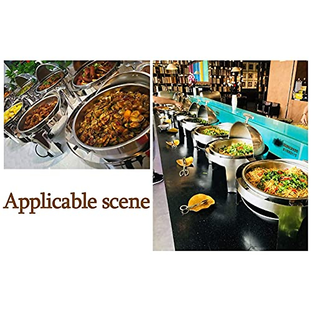 Chafing Dish Food Warmers for Parties and Buffets Round Buffet Servers and Warmers for Keeping Food Being Fresh and Delicious 6L - Alcohol Heating (GN 1/2)