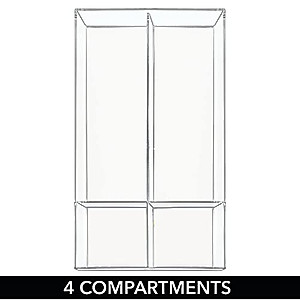 mDesign Plastic Stackable Office Divided Storage Drawer Organizer Tray for Cabinet, Desk, Shelf, or Closet Organization - Holds Note Pads, Pens, Tape, Staples, Scissors, Lumiere Collection - Clear