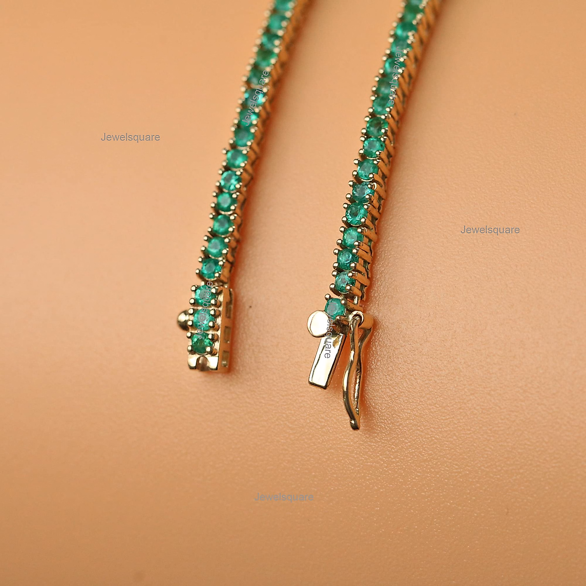 Jewel Square 1.8mm Emerald Tennis Choker Layered Chain Necklace In 925 Starling Silver Gold (Plated) 16"
