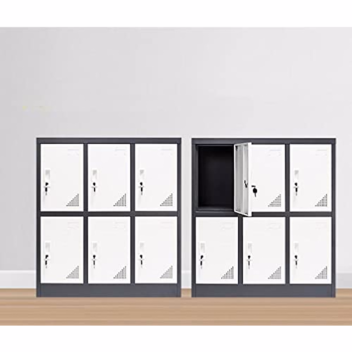 MAYROY Metal Locker Office Storage Locker Home Steel Locker School Storage Organizer, Storage Cabinet for Kids Students Employee (Gray, W6D)