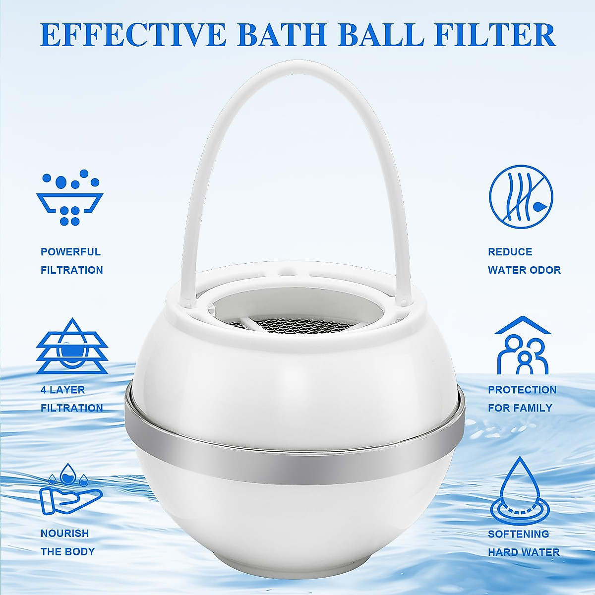 Bath Ball Filter-Bathtub Water Filter Remove Chlorine Improve Water Quality to Softer, Smoother Skin, Shower,BPA Free-2,500 Gallons of Filtration
