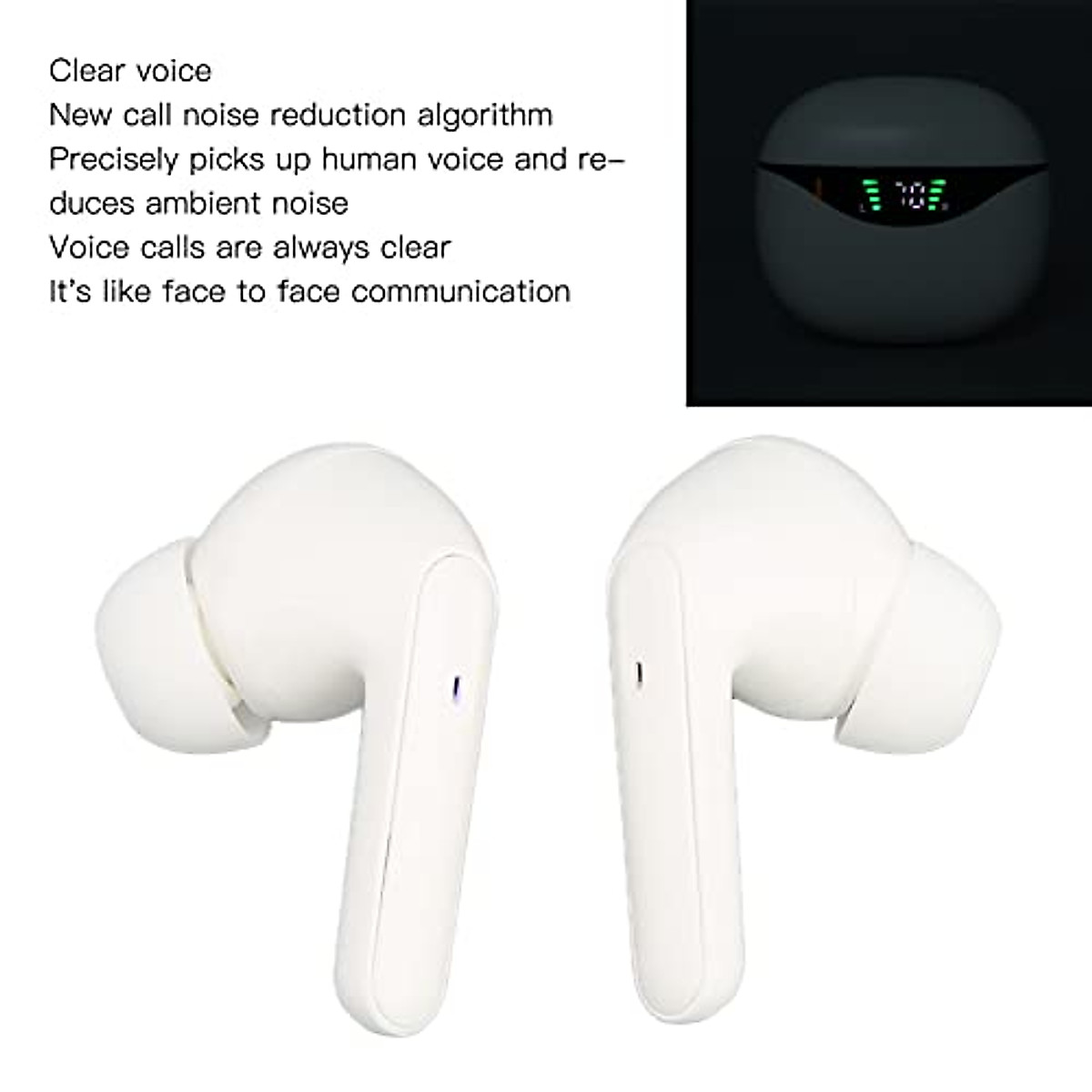 Wireless Earbuds Headphones, Portable Earbuds with LED Power Display, Noise Cancelling HiFi Stereo Wireless Earphones, for Sport, Working