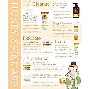 LILY SADO MILK+MANUKA™ Coconut Milk & Manuka Honey Gentle Gel Face Cleanser - Natural Cruelty-Free Facial Wash Cleanses, Balances, Soothes & Hydrates - Reduces Pores & Blackheads - 5oz