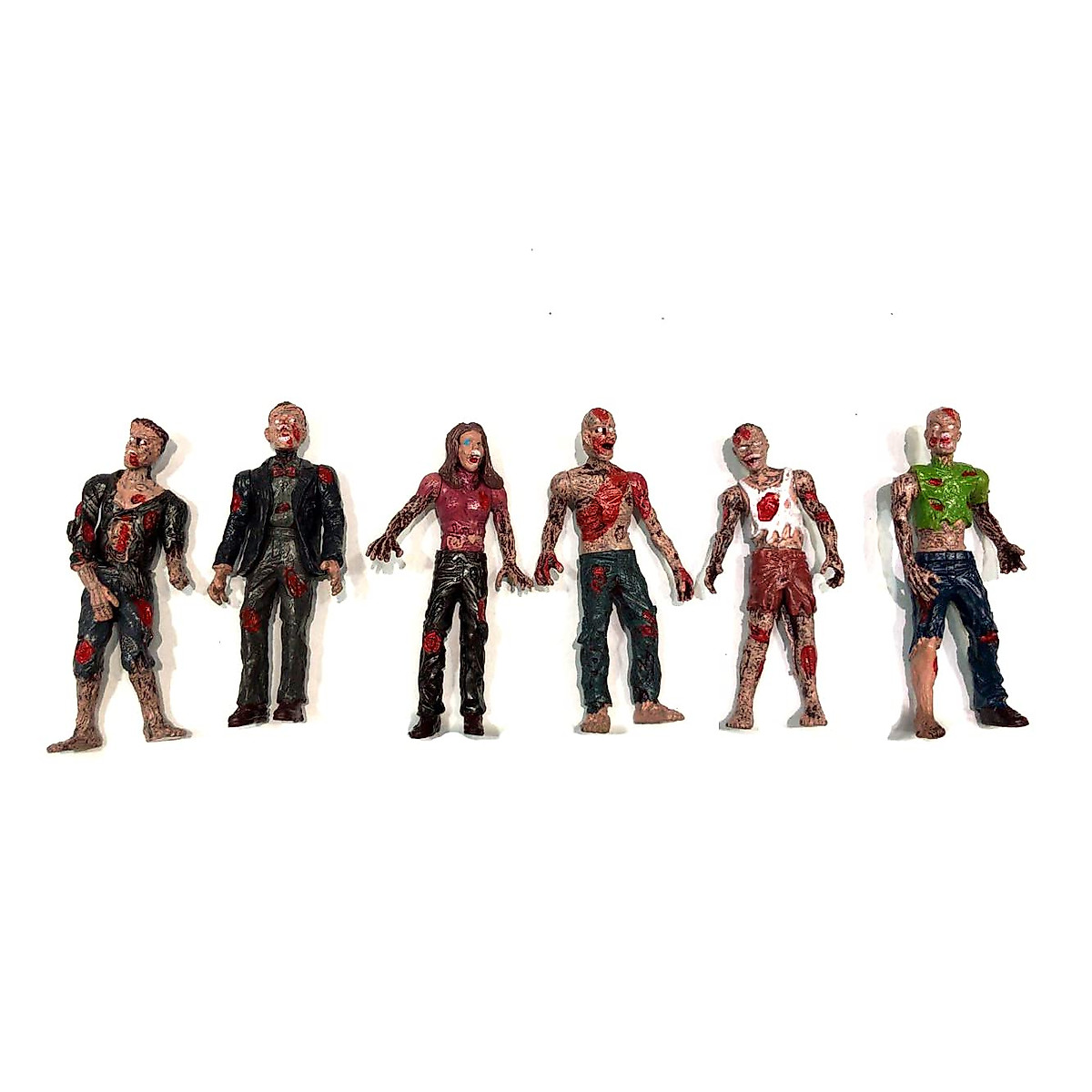 PowerTRC Toy Zombie Action Figures with Movable and Detachable Joints | Mini Zombie Figurines | Great for Presents, Decoration, and Party Favors | Pack of 6, 4 Inches Tall Zombies