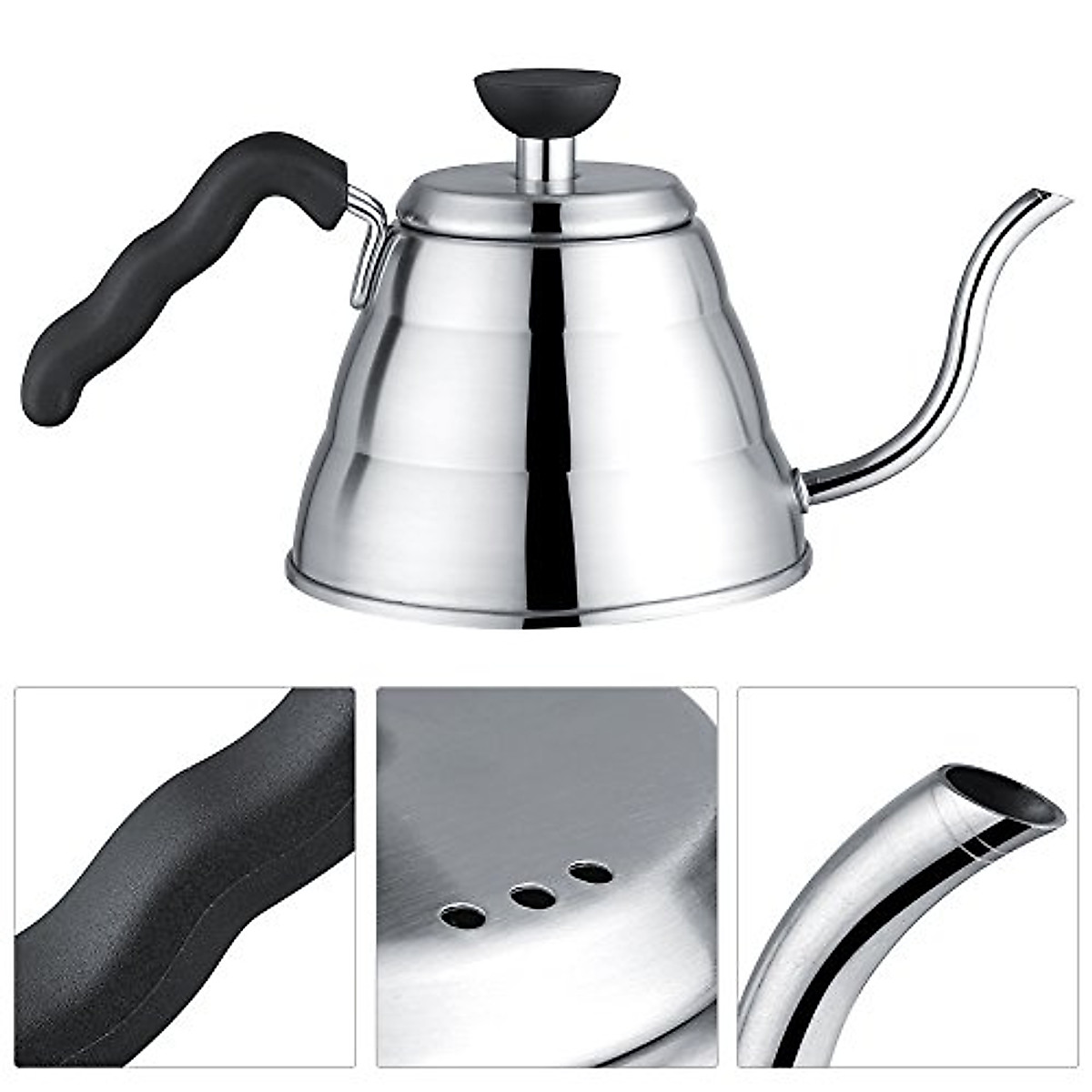 Ikunde Stainless Steel Hand Drip Pot Coffee & Tea Kettle with Gooseneck shaped Spout