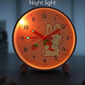 GRFIT Alarm Clocks Loud Alarm Clock, 4 Inch Silent Non-Ticking with Night Light, Kids Alarm Clocks for Bedrooms Bedsid Bedside Clock (Color : Brass)