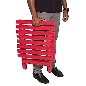 Shine Company Square Wooden Folding Solid Wood Side Table, Outdoor Adirondack Small Patio Table, Chili Red