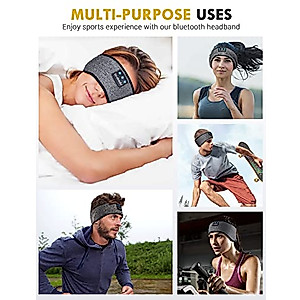 LC-dolida Sleep Headphones Bluetooth Headband, Cozy Band Wireless Sports Headband Headphones with Thin HD Stereo Speakers Perfect for Sleeping, Sport, Yoga, Travel Cool Gadgets for Women Man