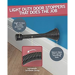 Jack N’ Drill Door Stopper (15 Pack) - 3⅛” Light Duty Spring Door Stop with Flexible Spring and Non-Marking Tip, Door Stops with Finishes to Match Every Home and Office