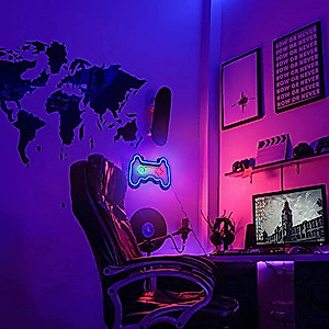 SOLIDEE Led Dimmable Neon Signs Wall Decorations For Living Room|Bedroom Gamepad Controller Shape Neon Sign Lights Game Room Decor Accessories Cool Teen Boys|Girls|Kids Gamer Gifts