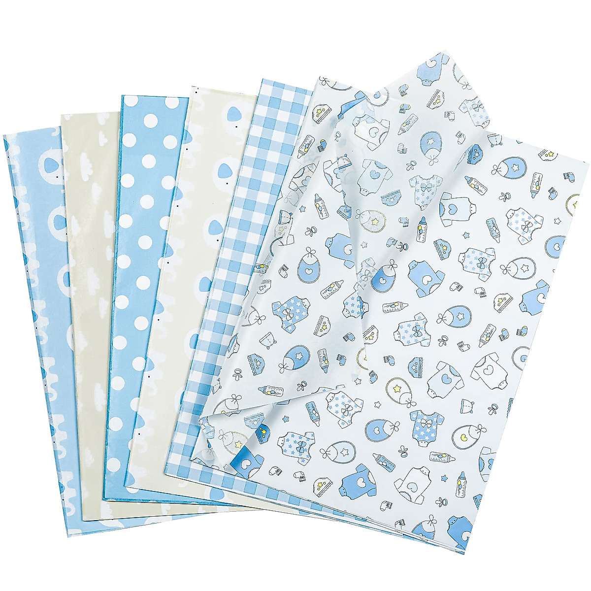 MAYPLUSS Wrapping Tissue Paper - 90 Sheets - Baby Boy Design - 13.7 inch X 19.7 inch Per Sheet