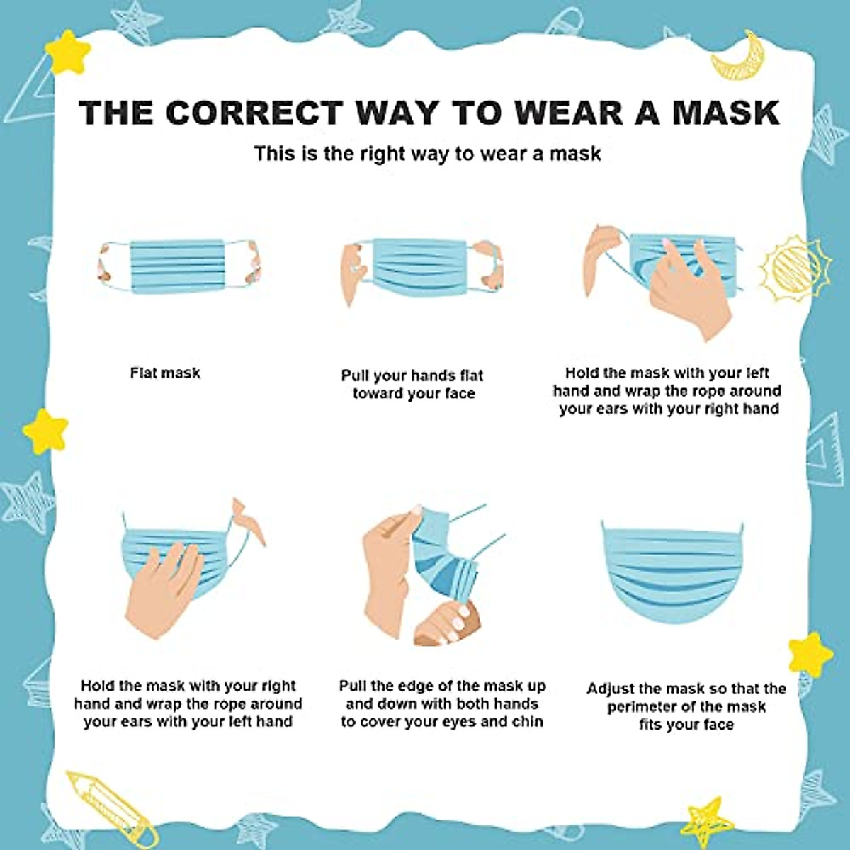 Sheal Individually Packaged 5-Colors Gradient Kids Disposable Face Masks (100 Pack) For Children