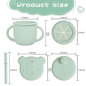 OUROBOT 3 in 1 Silicone Baby Sippy Cups, Snack Cup for Toddler with Two Handles, Multipurpose Silicone Training Cup for baby cup
