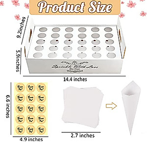30 Pcs Party Confetti Cone Holder Box Set Stand Tray Box Petals Bouquet Candy Wedding Confetti Cones Confetti Cone Holder Favor Include Ropes, Adhesive Stickers Box and Tray