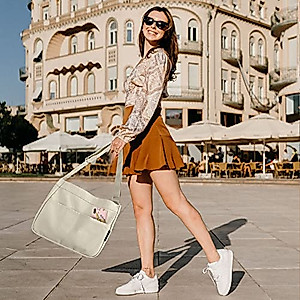 Tote Bags for Women & Canvas Shoulder Bag, Crossbody Bag with Magnetic Button & Zipper, Hand Bags & Large Tote Bag Aesthetic, White