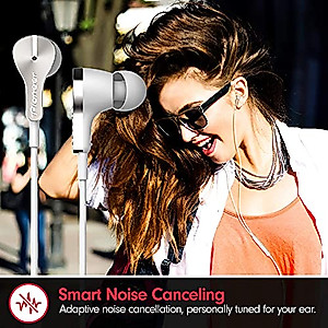 RAYZ Pioneer Pro Lightning & USB-C Earphones/Smart Wired, Active Noise Cancelling Earbuds Microphone Volume Control | for Apple iPhone Mac iPad, Android, Nintendo Switch, Google Pixel - Ice