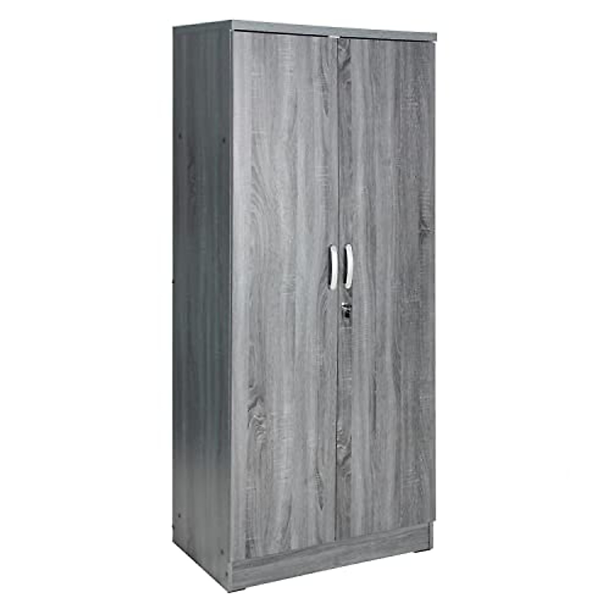 Better Home Products Harmony Wood Two Door Armoire Wardrobe Cabinet in Gray