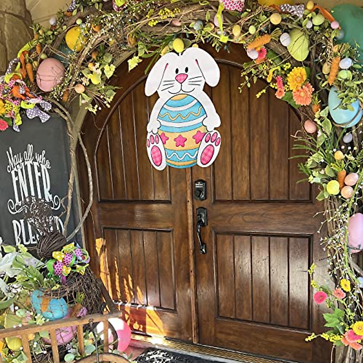Easter Garden Flag Outdoor Decorations for Outside Double-Sided Printed, Cute Rabbit Egg Yard Flags House Yard Spring Seasonal Decoration 13.6 x 19.7 Inch