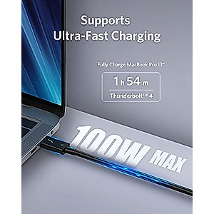 Anker Thunderbolt 4 Cable 2.3 ft, USB-C to USB C Cable, Supports 8K Display/40Gbps Data Transfer/100W Charging, for iPhone 15 Pro, MacBooks, iPad Pro (Intel Thunderbolt Certified), Monitor Connection