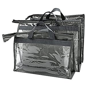Cabilock 3pcs Bag Hanging Bag Zip Tote Bag Handbag Storage Bag Hanging Closet Bag Protector Clear Hangers Hanging Storage Pockets Purse Storage Organizer Zipper Storage Bags Purse