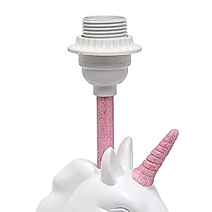 Simple Designs LT1078-PNK Sparkling Glitter Unicorn Table Lamp, Pink