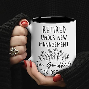 WHIDOBE Retirement Gifts for Women, Retirement Gifts for Grandma, Woman, Mom, Coworker, Retired Mug Retired Under New Management See Grandkids For Details Mug For Mothers Day Birthday Christmas 11OZ