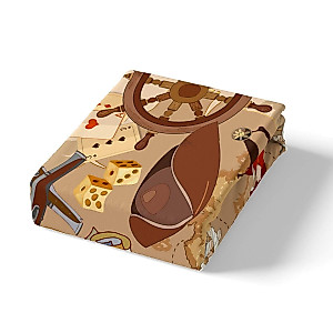 Feelyou Nautical Decor Bedding Set for Girls Boys Children Sailboat Rudder Printed Comforter Cover Ocean Theme Pirate Duvet Cover Retro Sea Adventure Bedspread Cover Twin Size Bedding Collection 2Pcs