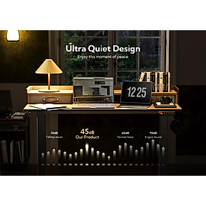 Claiks Standing Desk with Drawers, Adjustable Stand Up Electric Standing Desk Adjustable Height, Sit Stand Desk with Storage Shelf and Splice Board, 59 Inch, Natural