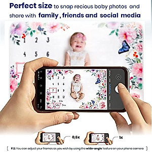 GNEISTO Baby Milestone Blanket for Baby Girl 60"x40"Baby Monthly Milestone Blanket Girl-Large Baby Blanket for Girls-Baby Girl Shower Gift for Nursery Decor-Baby Girl Blanket with Headband and Frames