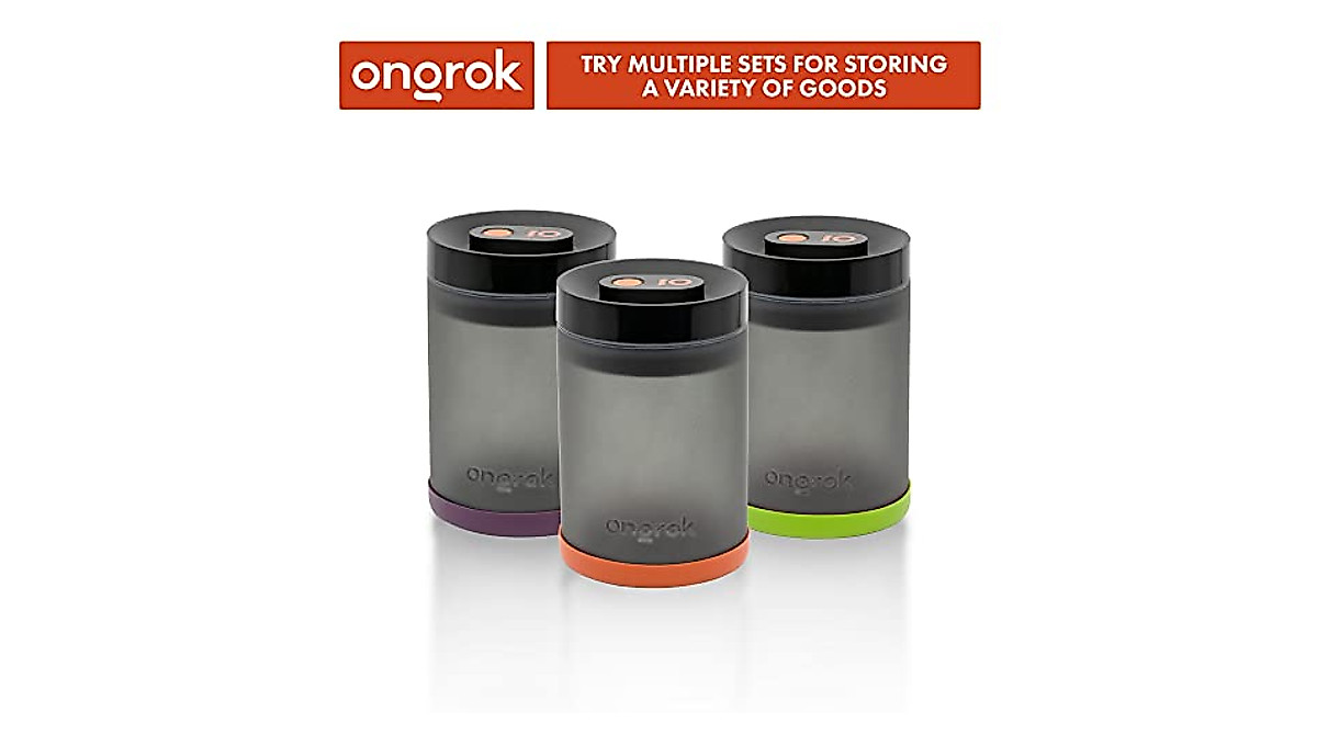 ONGROK 800ml Glass Storage Jar with Vacuum Pump Technology