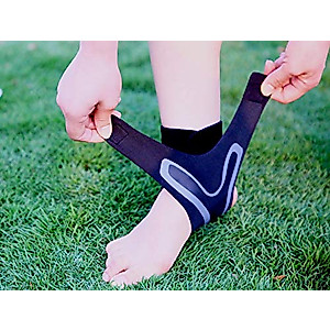Manheat Ankle Support Brace Breathable Adjustable Compression Fitness Left+Right Ankle Braces Elastic Sprain Foot Sleeve Sports Ankle Strain Strap Plantar Fasciitis Achilles Tendonitis 1 Pair (Black)