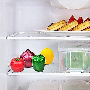 4pcs Fruit Container Refrigerator Vegetable and Fruit Storage Containers Reusable Food Saver Vegetable Shaped Food Saver (Onion Tomato Lemon Green Pepper)(COLOR:Multi)