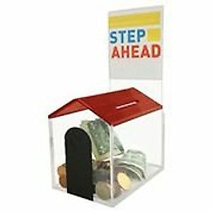 Dog House shelter shaped charity Donation coin collection money piggy bank ballot box animal house suggestion and fundraising box with Cam-lock and 2 Keys (Red)