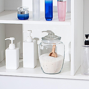 SiliFine 2 Sets 74 oz Bath Salt Container with Airtight Lid and Scoop Big Glass Bath Salt Jar with Wooden Scoop for Bath Salt Flour Salt Candy Tea (Clear)