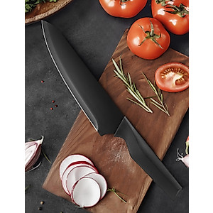 syvio Kitchen Utility Knife, 8 Inch Pro Kitchen Knife, High Carbon Stainless Steel Chef's Knives with Ergonomic Handle, Black