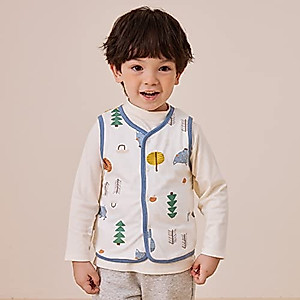 pureborn Baby Boy Reversible Vest Fleece Lined Winter Waistcoat for Boys Colorful Fox 6-12 Months
