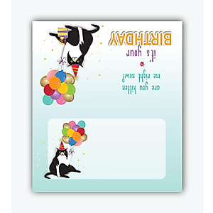 Stonehouse Collections | Happy Birthday Cat Table Tent Cards | Cat Lover Name Cards | Multi-Purpose, Table Decorations for Birthday Party | 25 Count (Tuxedo Cat Birthday)