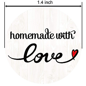 500 Homedmade with Love Stickers-1.4 inch Wood Grain Round Labels.