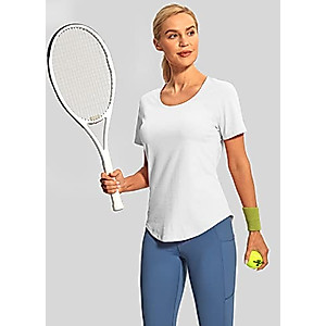 Hiverlay Workout Shirts for Women Short Sleeve Scoop Neck Tops Athletic Quick Dry Gym T-Shirts Yoga Running Tee White XXXL