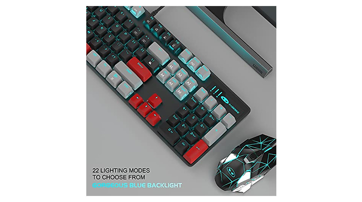 MageGee Mechanical Gaming Keyboard - Blue Backlit & Red Switches