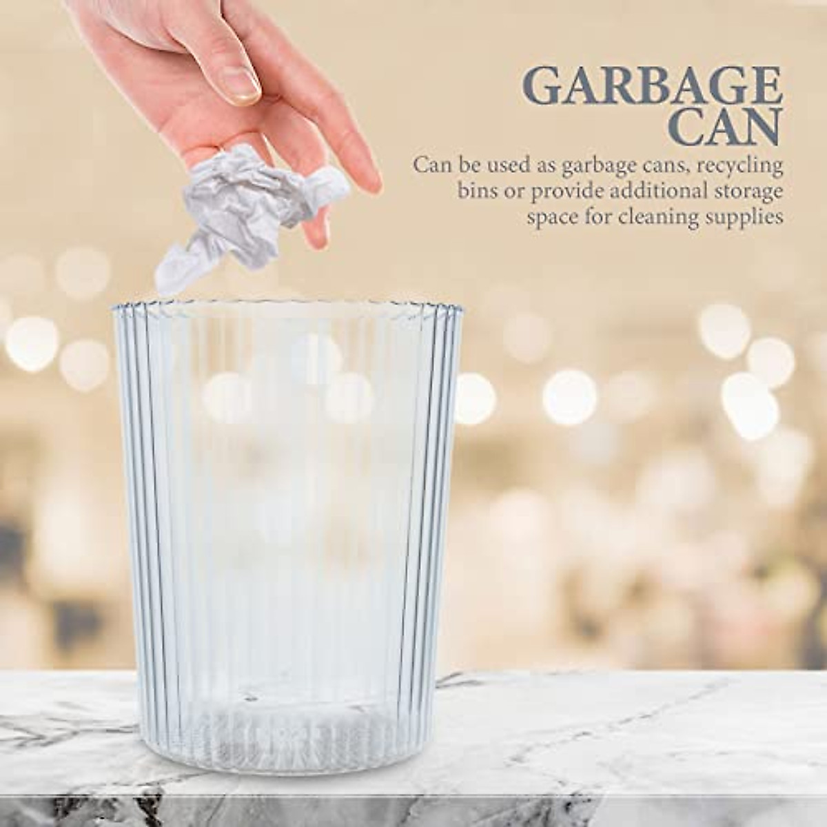 SEWACC Small Trash Can Transparent Plastic Waste Basket Round Garbage Can Container for Bathroom, Bedroom, Kitchen, College Dorm and Office