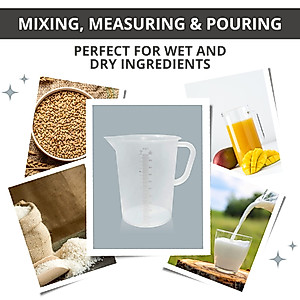 AppleTofu Appletofu Plastic Graduated Measuring and Mixing Pitcher - 2000ml Plastic Graduated Measuring Pitcher - Large Cylinder Graduated Measuring Container with Handle and Pour Spout - 2 Liter