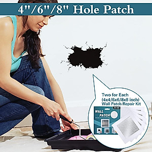 Tahikem 6 Pcs Drywall Repair Patch, 4" 6" 8" Two of Each Wall Patch Repair Kit, Self Adhesive Wall Mesh Repair, Large Hole Patch for Drywall, Sheet Rock Patch, Aluminum Metal Sheetrock Ceiling Patch