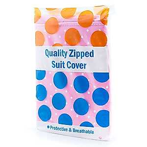 HANGERWORLD Pink Polka Dot Suit and Dress Garment Bags for Storage - 45inch x 22inch - Breathable Clothes Covers Protecting Dusts Closet Storage