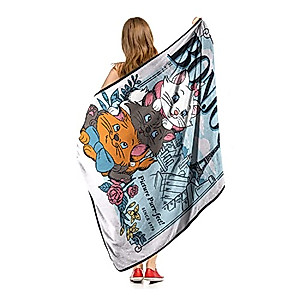 Northwest Disney's Aristocats Micro Raschel Throw Blanket, 46" x 60", Bonjour